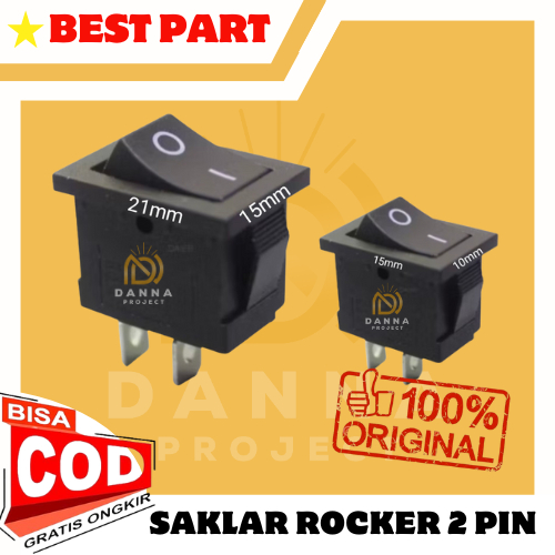 Jual Saklar On Off Rocker Switch 2 Pin Besar 21x15mm - Kecil 15x10mm ...