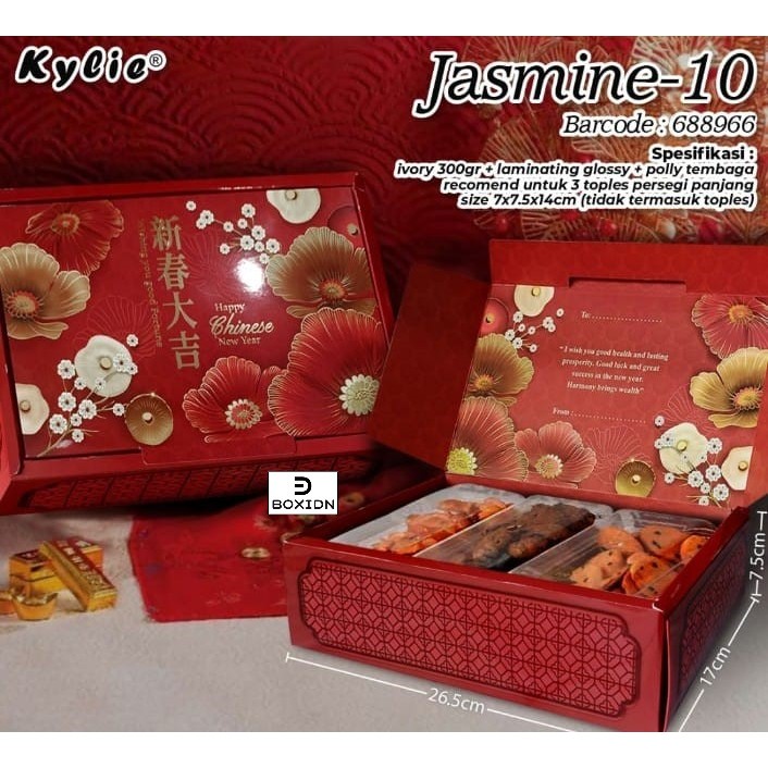 Jual CNY Exclusive Box Imlek 3 toples 350gr Box Imlek Kue Kering Box ...