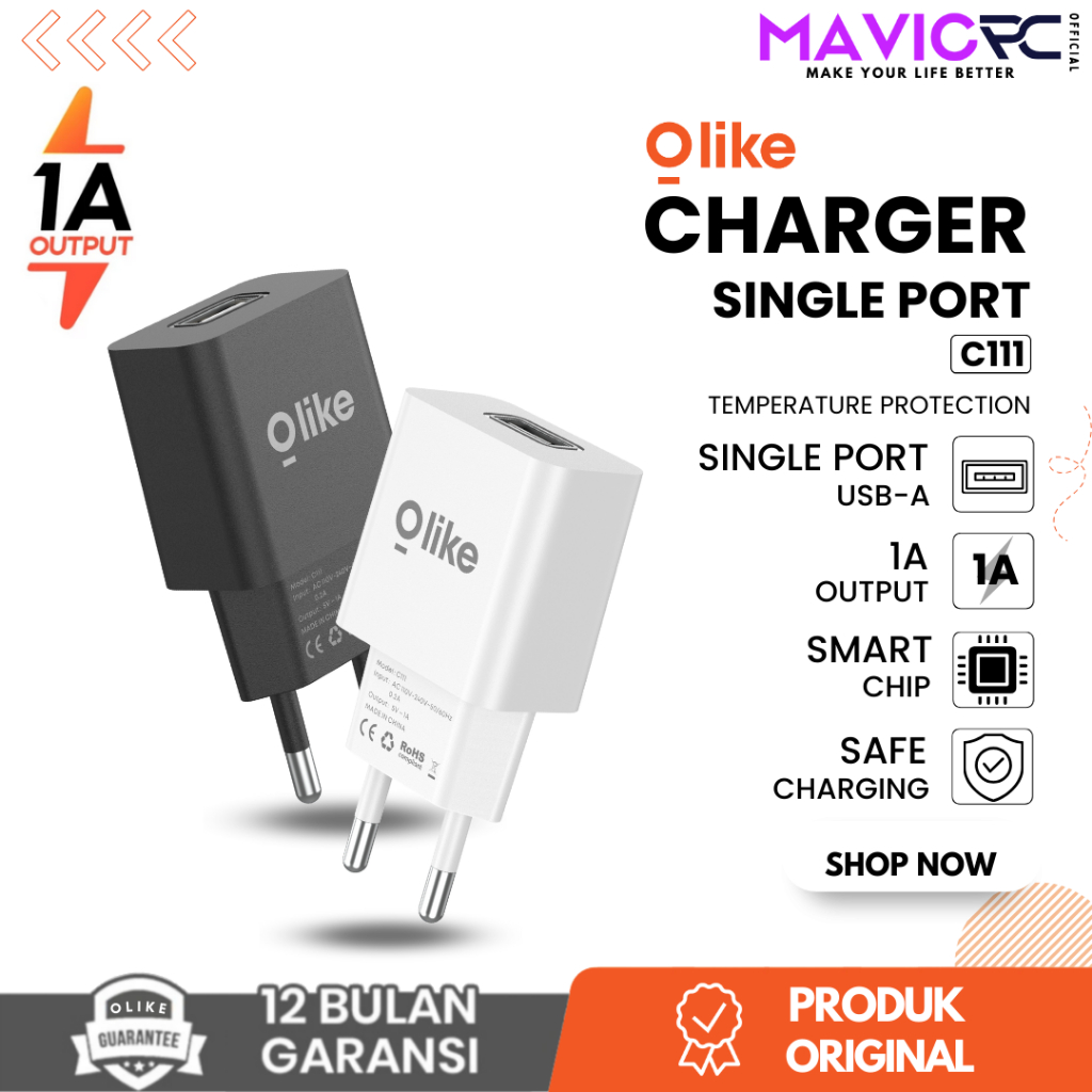 Jual [ PER PCS ] OLIKE C111 Kepala Charger Adaptor 5V - 1A Single USB ...