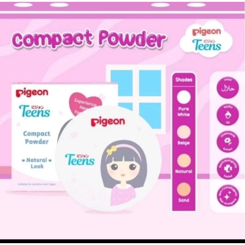 Jual pigeon Compact powder squalane /kemasan pink 14g | Shopee Indonesia