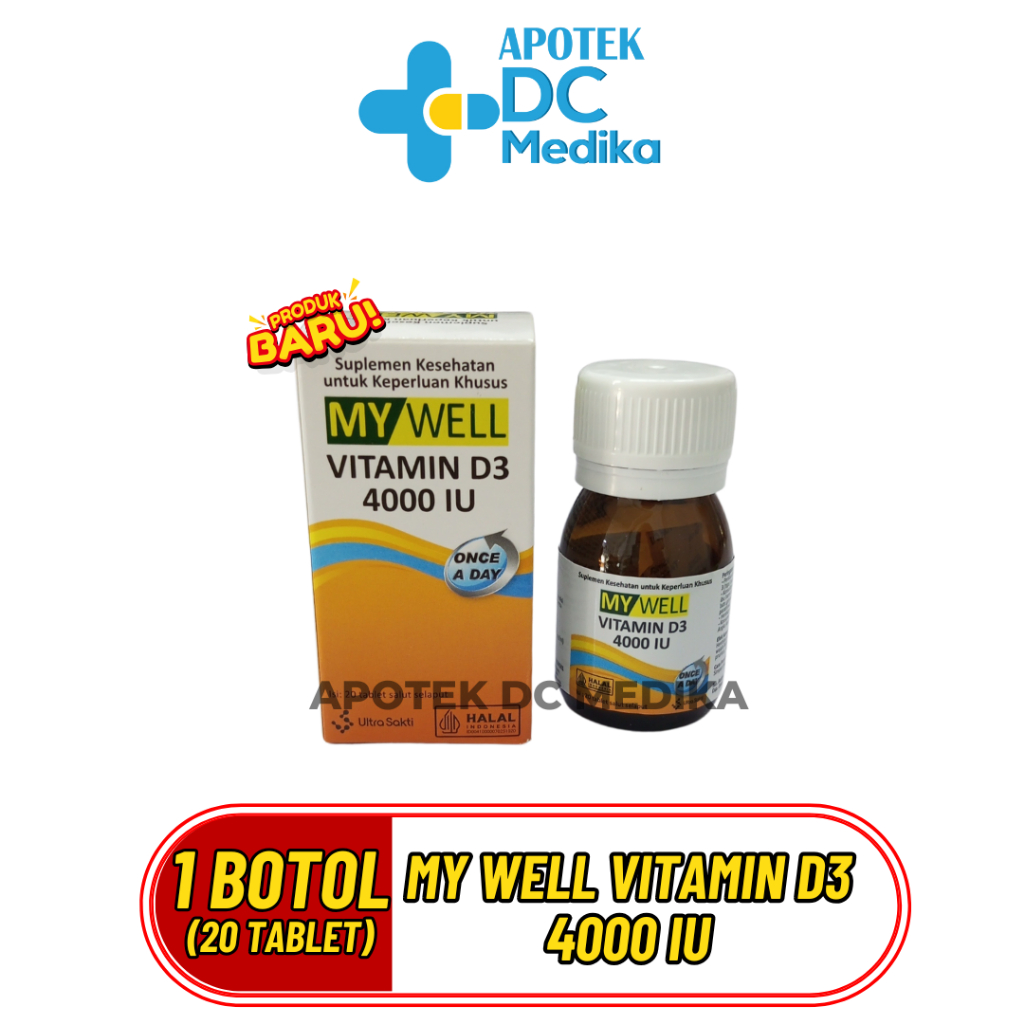 Jual MY WELL/ MY WELL D3 4000 IU/ VITAMIN D3/ 4000 IU/ 1 BOTOL/ 20 ...