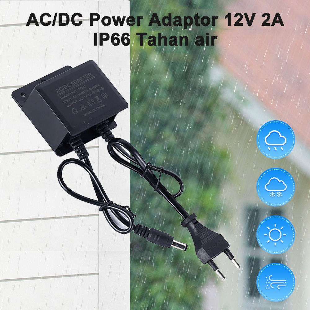 Jual Waterproof DC Power Plug Adaptor Charger 12V 2A 5.5x2.1mm outdoor ...