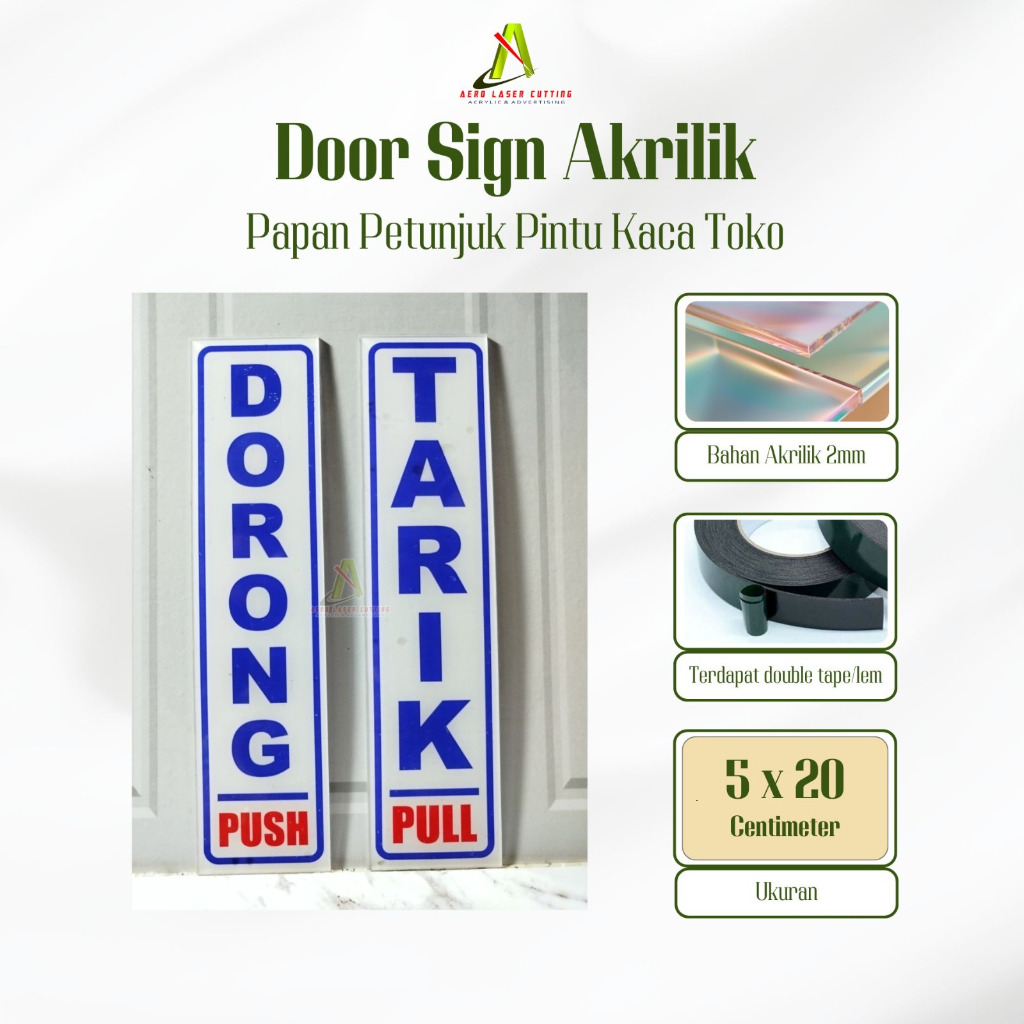 Jual PAPAN PINTU TARIK DORONG /DOOR SIGN AKRILIK | Shopee Indonesia