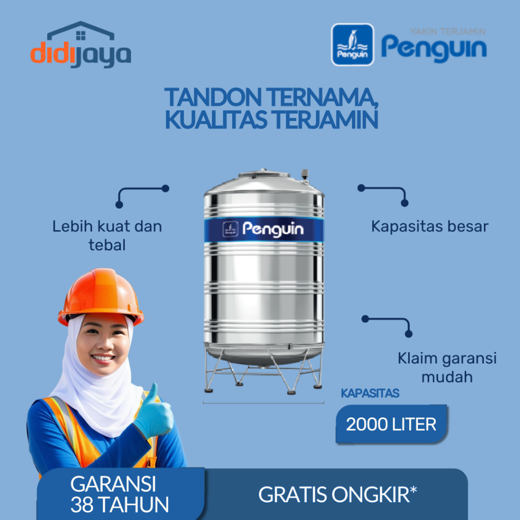 Jual Tandon Air Stainless Steel 1000 Liter Penguin | Toren Air | Tangki ...