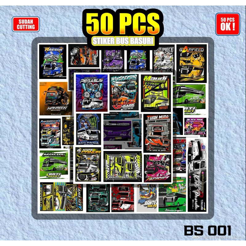 Jual BS001 stiker bus basuri viral isi 50pcs stiker aesthetic stiker ...