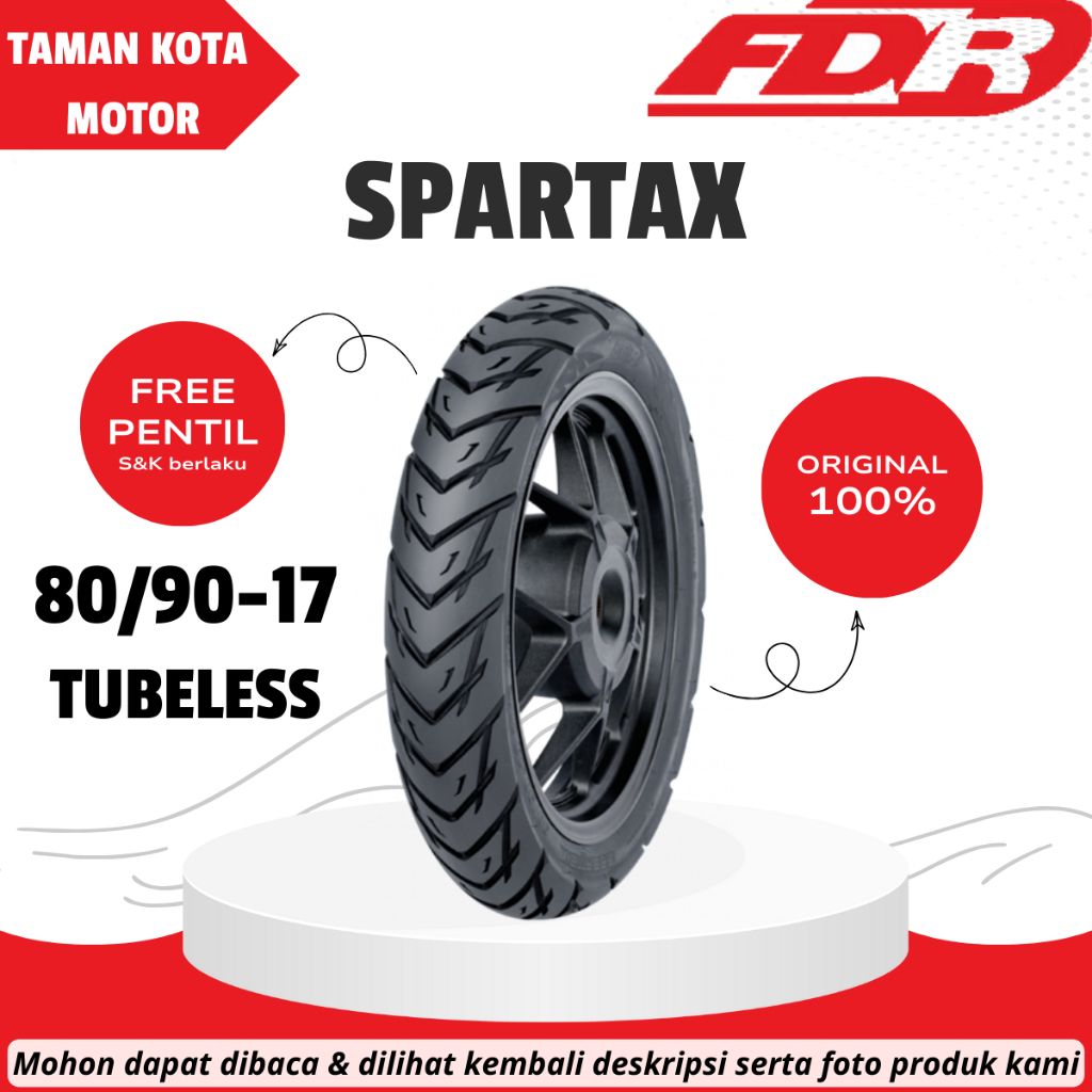 Jual BAN MOTOR BEBEK FDR Spartax 80/90-17 Tubeless (TL) ORIGINAL ...