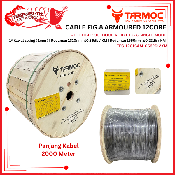 Jual Tarmoc Fiber Optic Cable Fig 8 Armoured 12 Core 2000m | Kabel ...