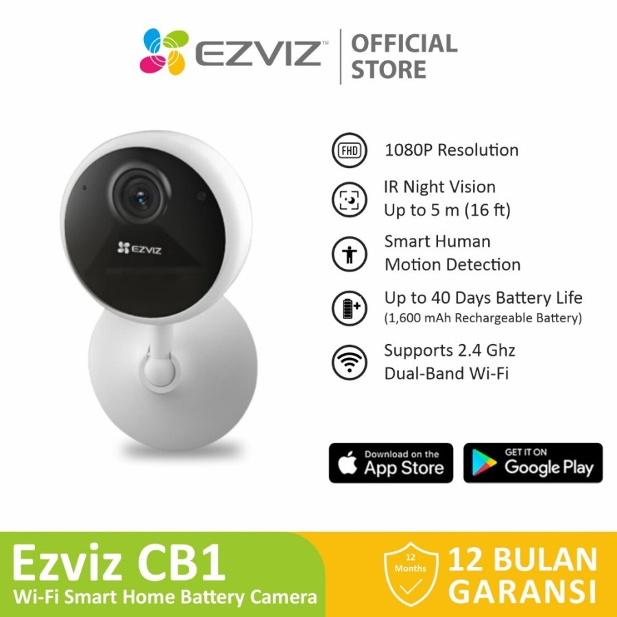 Jual CCTV EZVIZ CB1 2MP 1080P Smart Home WiFi Battery IP Camera CCTV ...