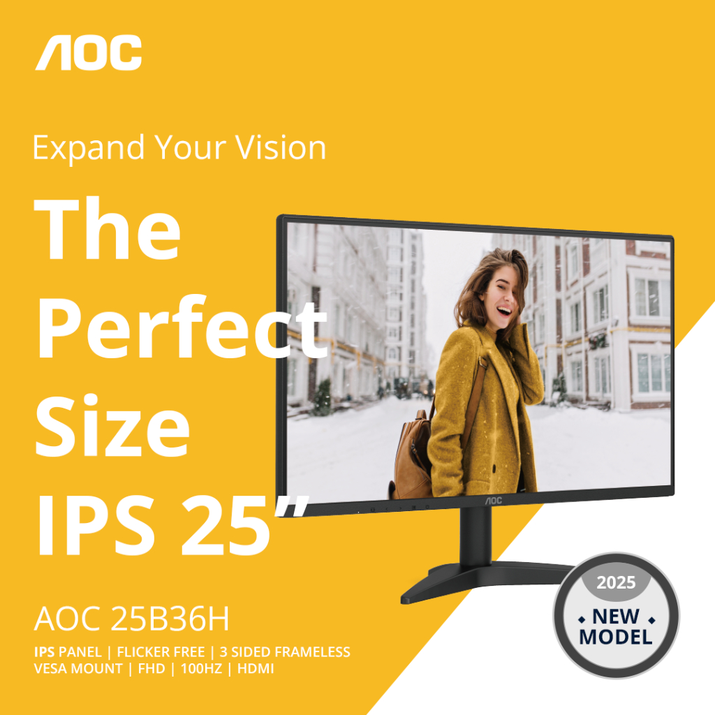 Jual Monitor LED AOC 25B36H 24.5" 100Hz 1ms IPS FHD AdaptiveSync 3 ...