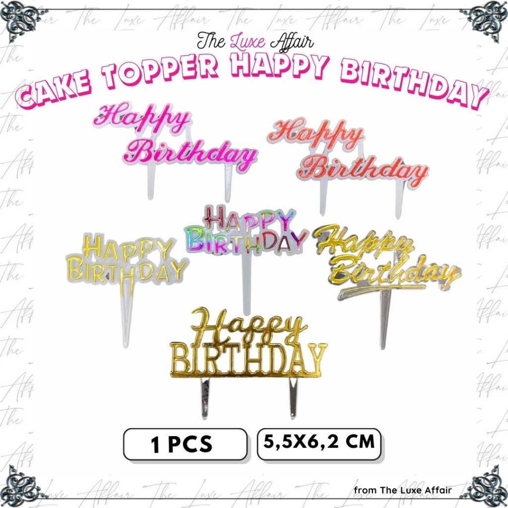 Jual Cake Topper Kecil Hiasan Kue Happy Birthday Cake Topper Akrilik ...