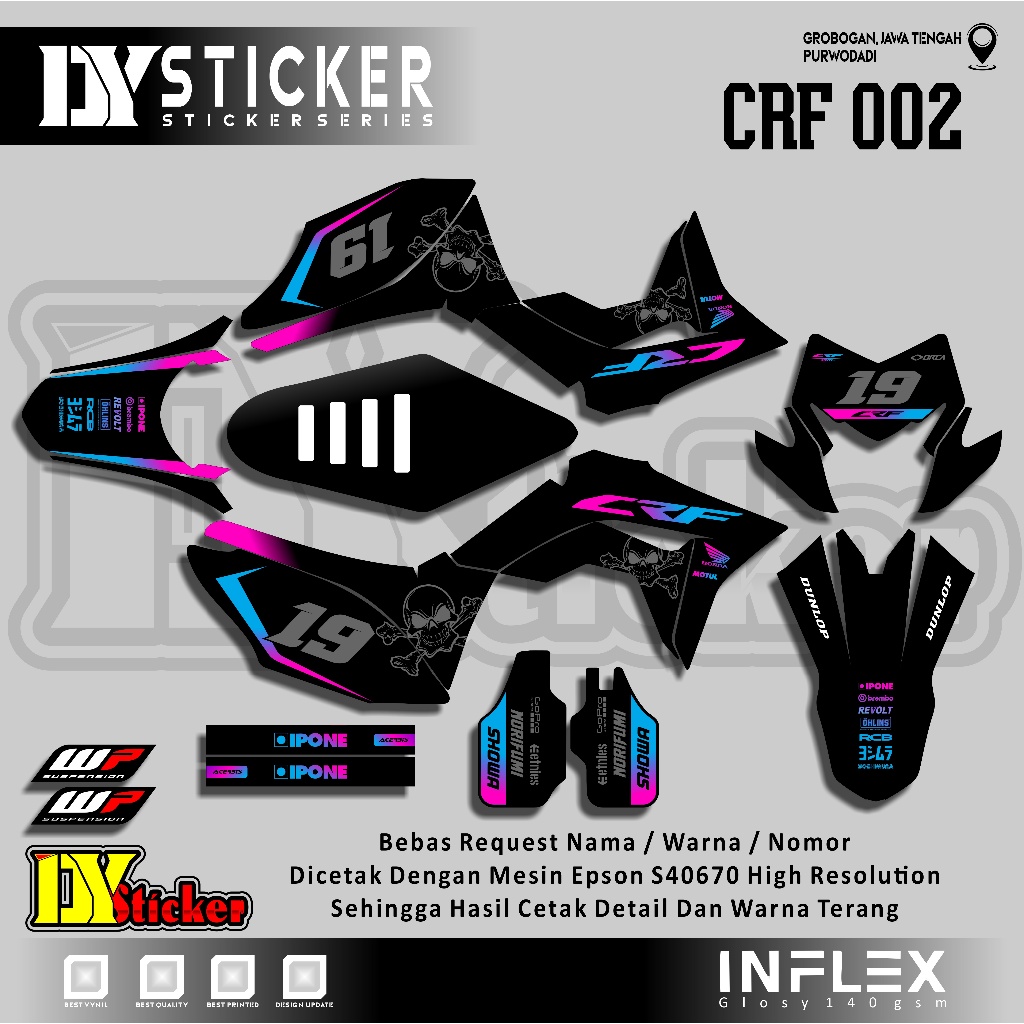 Jual stiker custom crf full body stiker variasi crf 150L decal free ...