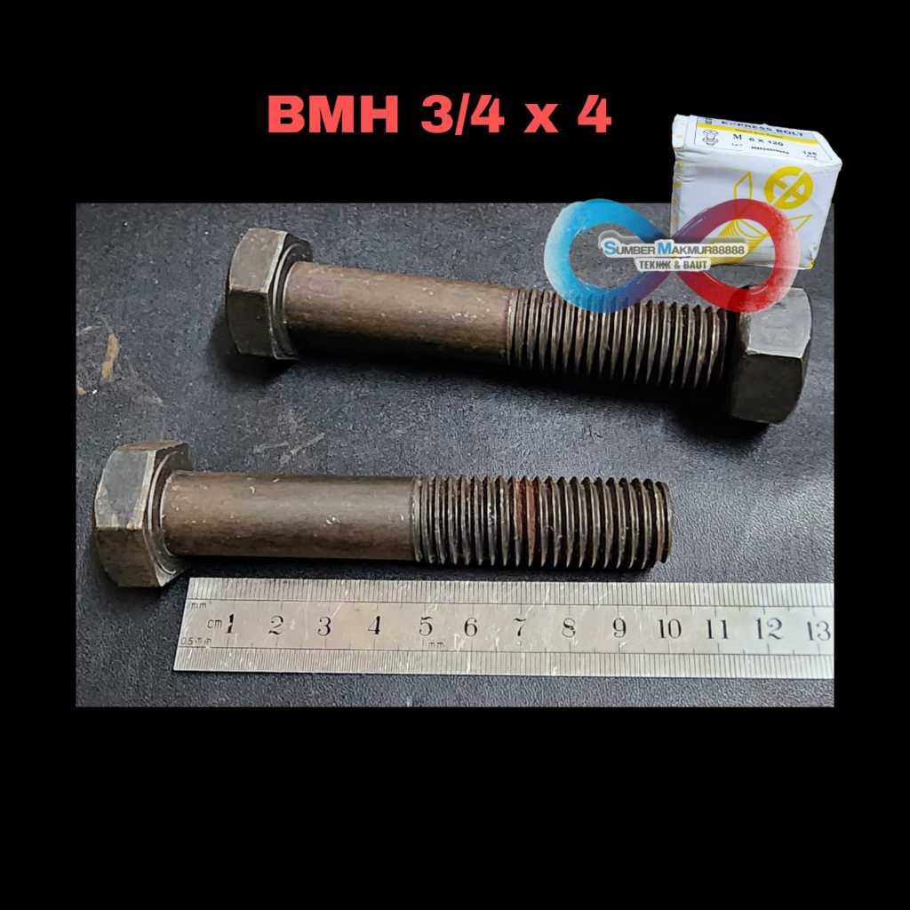 Jual BOX - Baut mur hitam (BMH) 3/4 x 4 inch ( Isi 20 pcs ) | Shopee ...