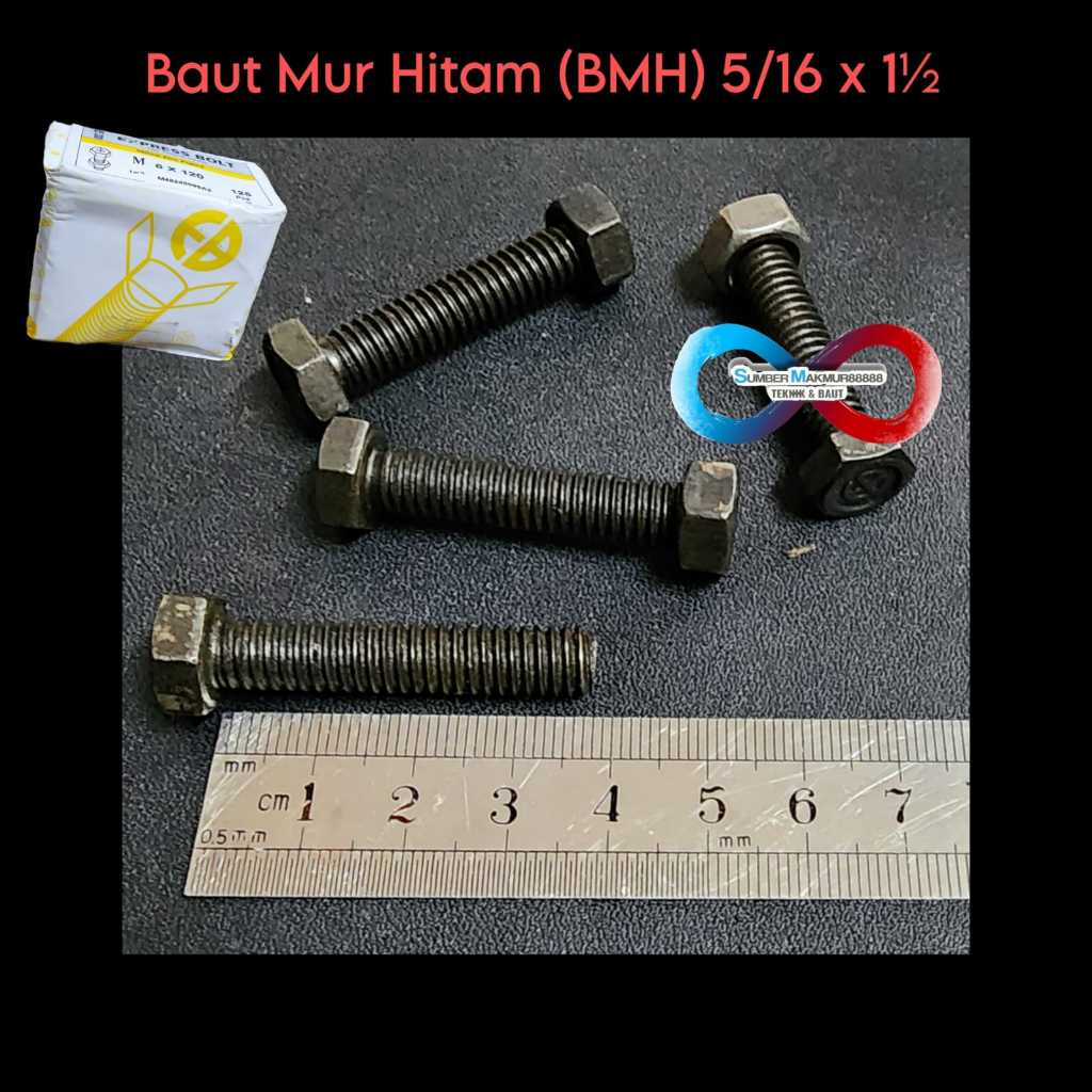Jual BOX - Baut mur hitam (BMH) 5/16 x 1 1/2 inch ( Isi 175 pcs ...