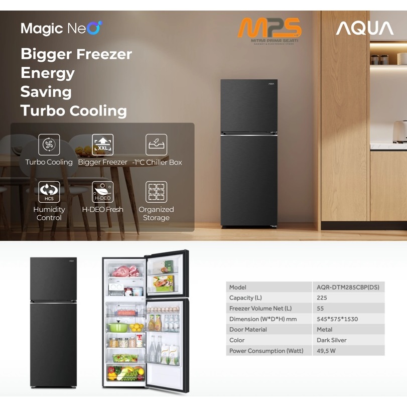 Jual Kulkas 2 Pintu Aqua AQR-DTM285CBP (DS/LS) - 225 Liter - Garansi Resmi | Shopee Indonesia