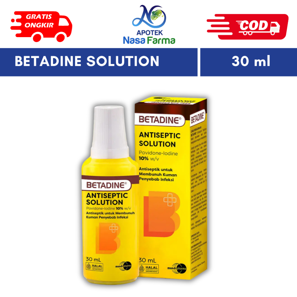 Jual Betadine Solution @30ML / Betadine Antiseptic Solution Antiseptik Luka / Untuk Luka atau ...