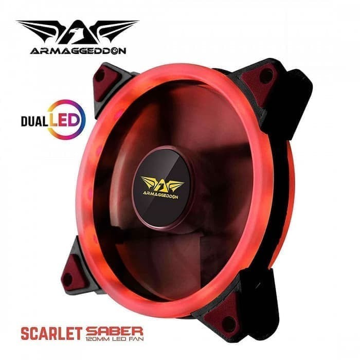 Jual FAN CASE PC ARMAGGEDDON SCARLET DUAL SABER DUAL LED 120MM 12CM ...