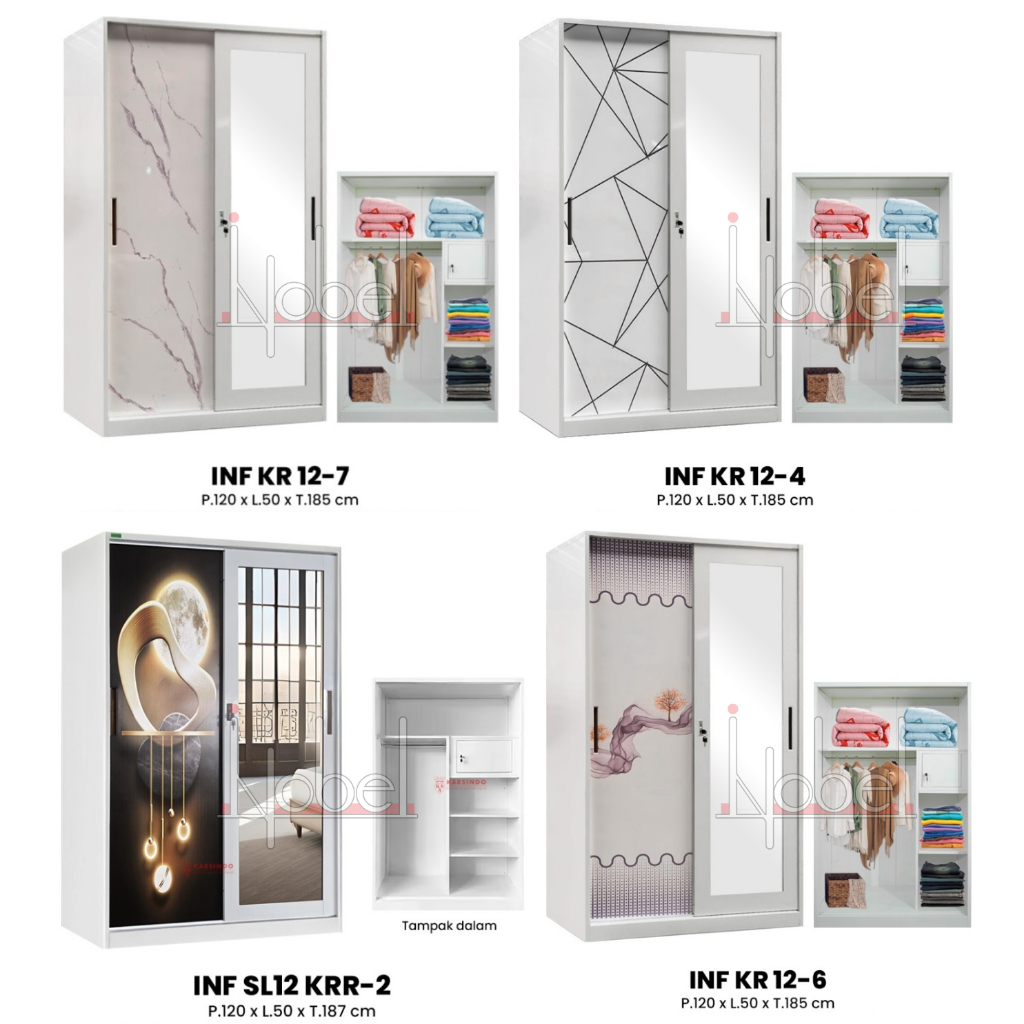 Jual Wardrobe - Lemari Pakaian Besi 2 Pintu Sliding Ukuran 120 Murah ...