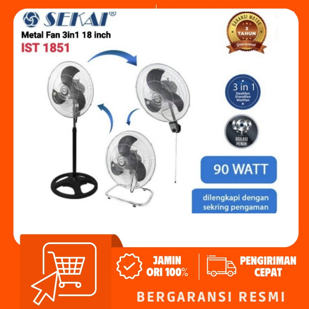 Jual SEKAI Kipas Angin 18 Inch IST1851 Metal Fan 3in1 IST 1851 | Shopee Indonesia