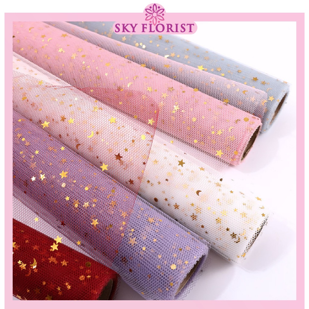 Jual ROLL Tile Jaring Star Bintang Bulan Soft Tulle Pembungkus Bunga ...