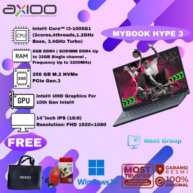 Jual LAPTΟΡ ΑΧΙΟΟ ΜΥBOOK HYPE 3 | i3 1005G1 8GB 256GB Windows 11 Pro ...