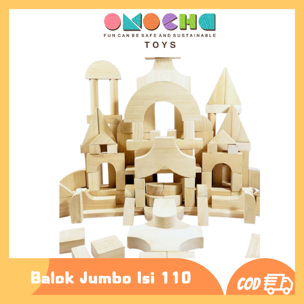 Jual Omocha Toys - Balok Jumbo Isi 110 Mainan Balok Kayu Edukatif ...