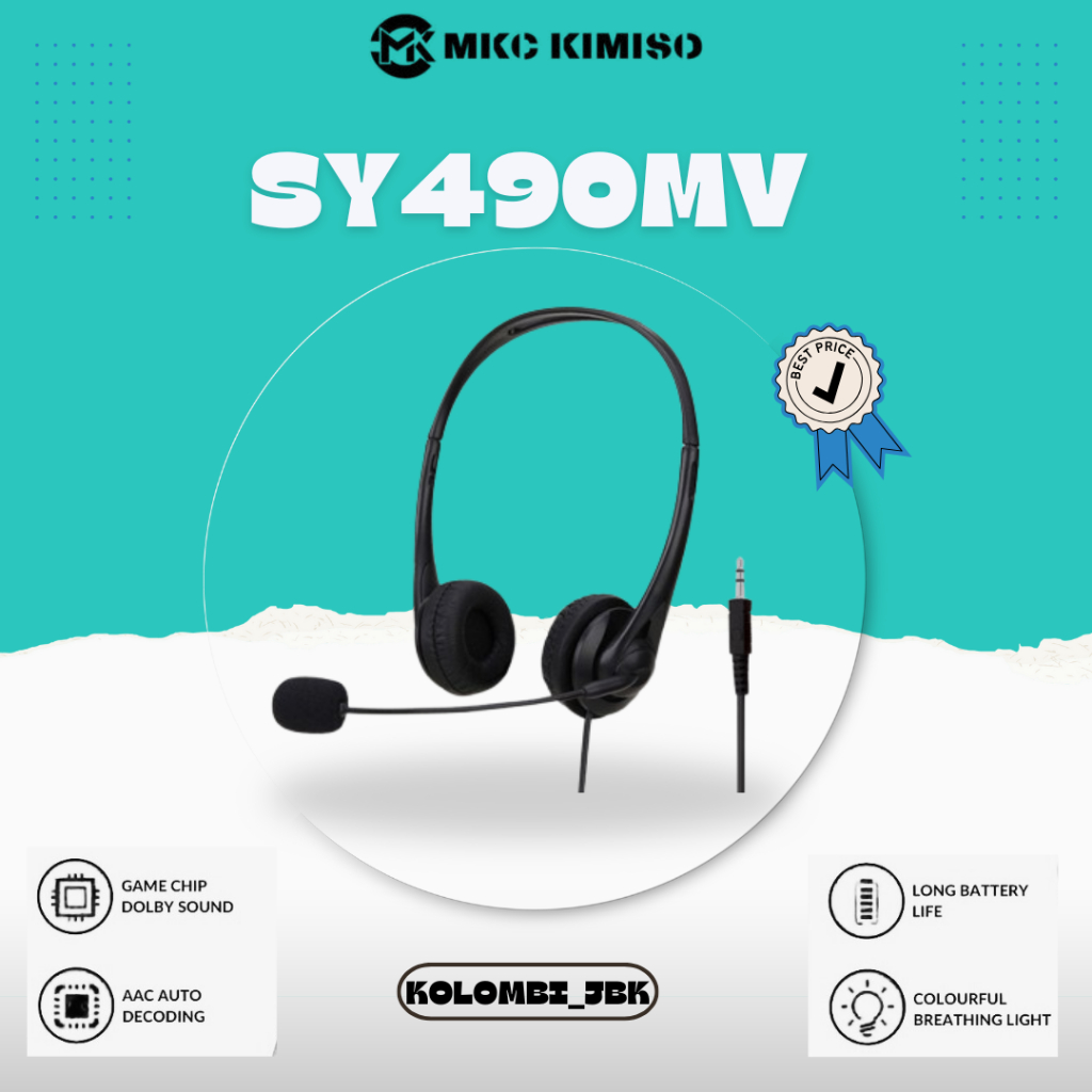 Jual SY490MV Headphone stereo dengan mikrofon dan single jack 3.5mm ...