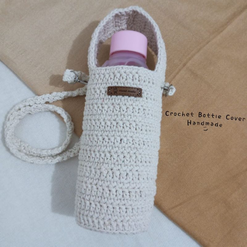 Jual Tas Botol minum rajut handmade/Bottle cover Crochet/Tumbler Cover ...