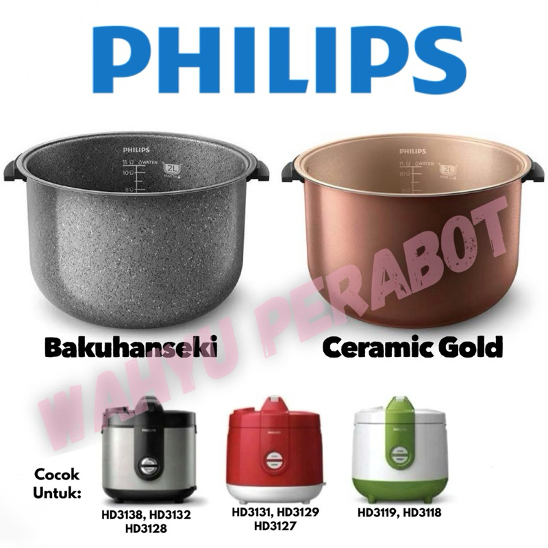 Jual PHILIPS HD3110/33 Inner Pot 2L Bakuhanseki dan Ceramic Gold Panci ...
