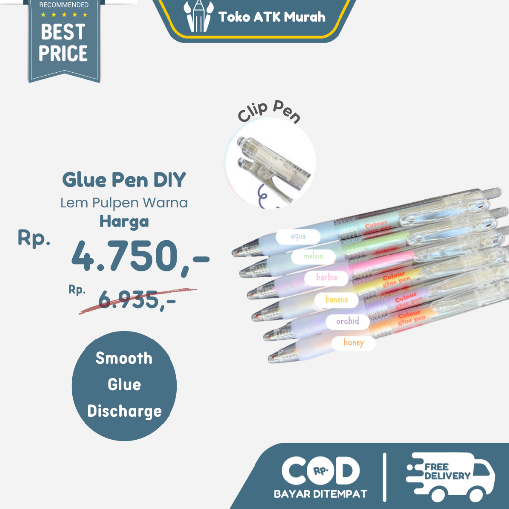 Jual Glue Pens Colours Clip Set DIY Lem Pulpen Cair Craft Warna ...
