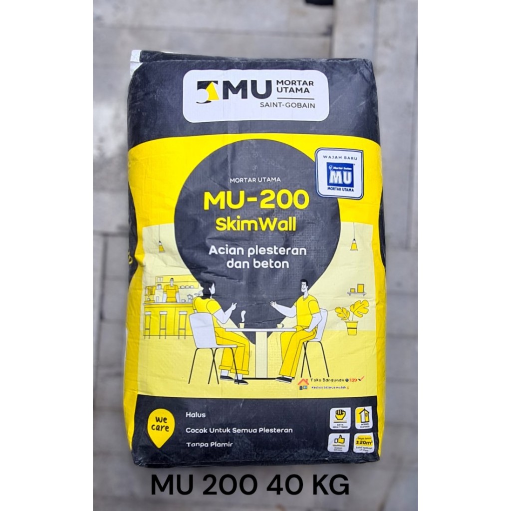 Jual Mortar Utama MU-200 SkimWall Acian Plester dan Beton 40Kg/zak ...