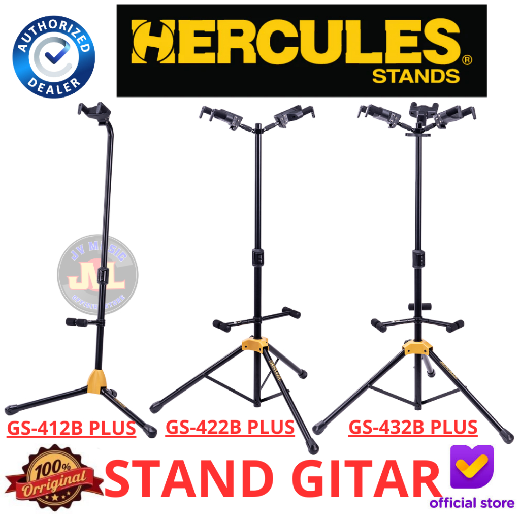 Jual Hercules GS412B GS422B GS432B Plus Auto Grip System Stand Gitar Single Double Triple ...