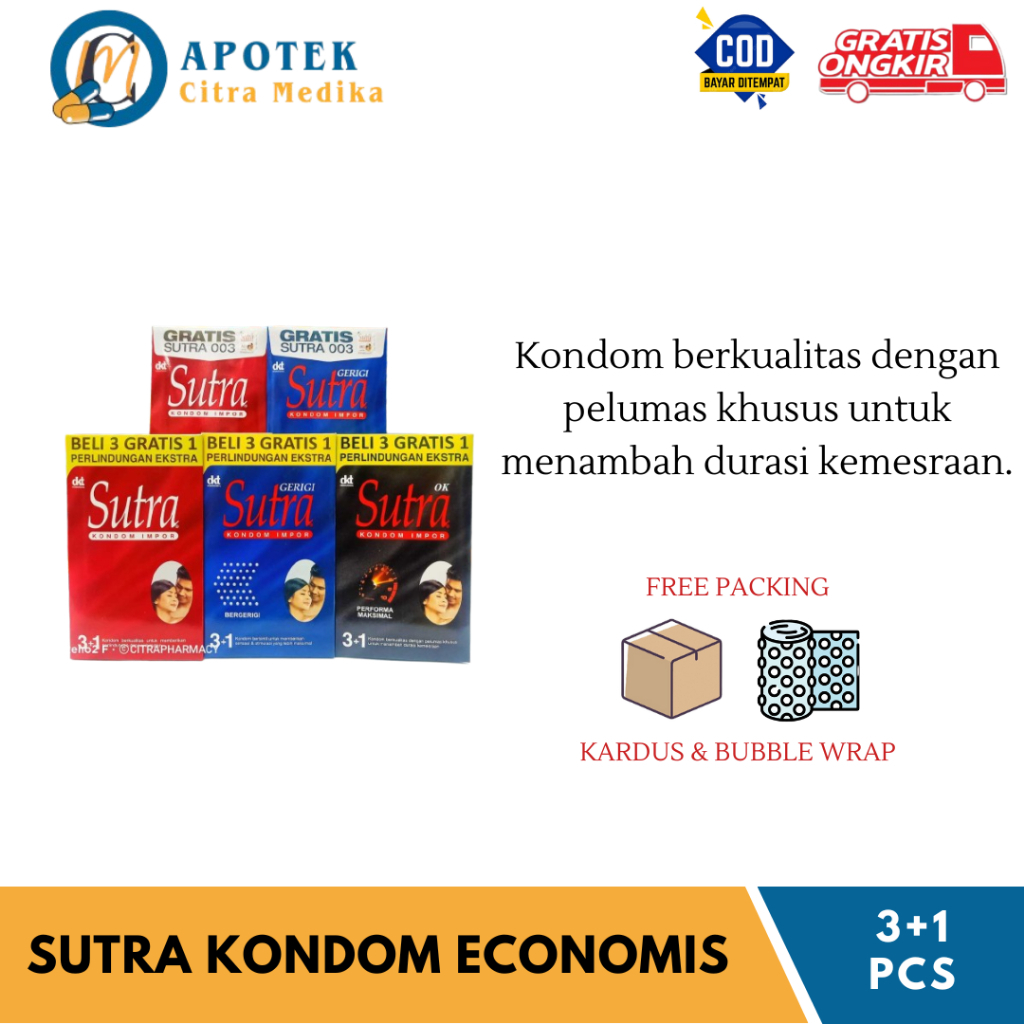 Jual [𝐏𝐑𝐈𝐕𝐀𝐒𝐈 𝐀𝐌𝐀𝐍] Kondom Sutra 𝐄𝐜𝐨𝐧𝐨𝐦𝐢𝐬 𝟑+𝟏 𝐏𝐂𝐒 - Merah/Hitam/Gerigi ...