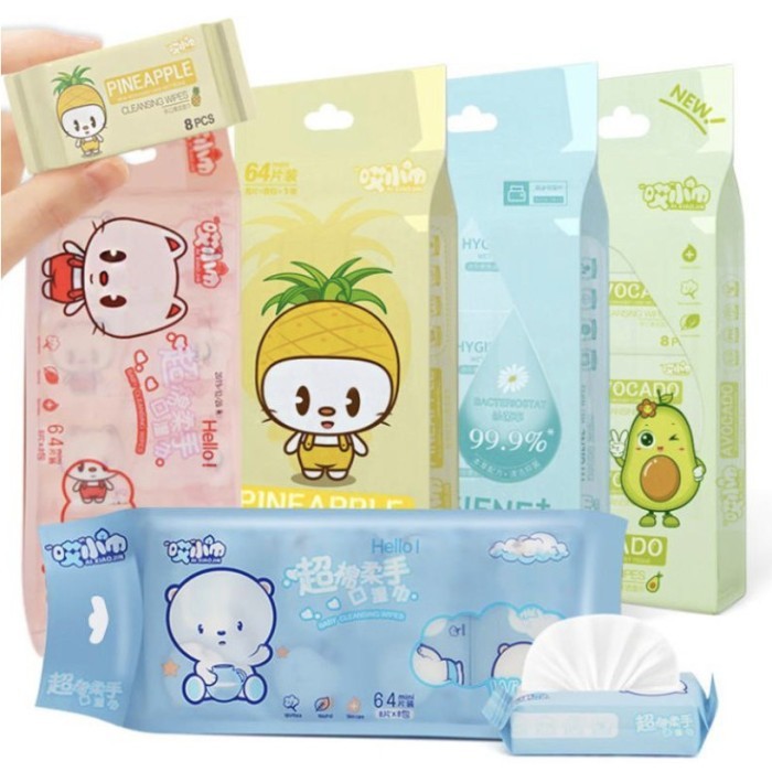 Jual Tisu Basah Mini Wet Tissue Travel Praktis Kecil 1 PAK ISI 8 Lembar ...