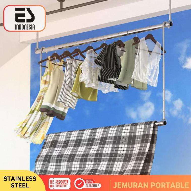 Jual ESINDO Jemuran Portable Lipat Dinding Stainless Steel Jemuran ...