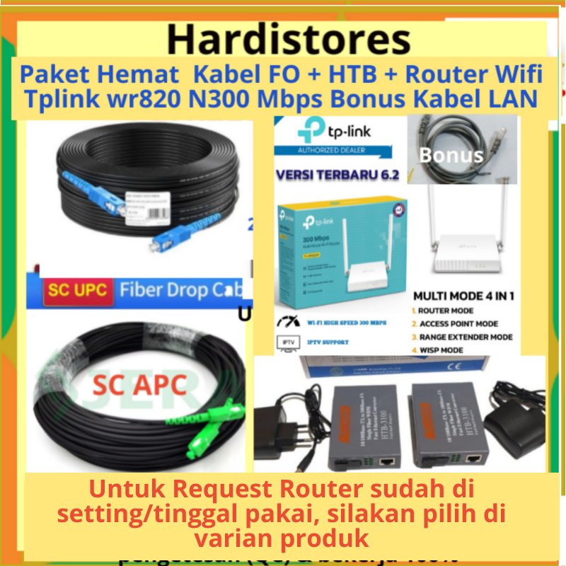 Jual Kabel Fiber Optik Dropcore FTTH Kabel FO 15m 20m 25m 30m 45m 50m 75m 80m Bundling Converter ...