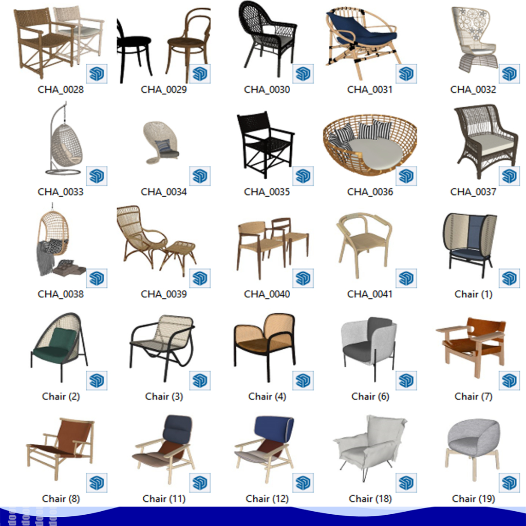 Jual 132 Chair Pack Arm Chair 2 Sketchup Model Asset Library | Shopee ...