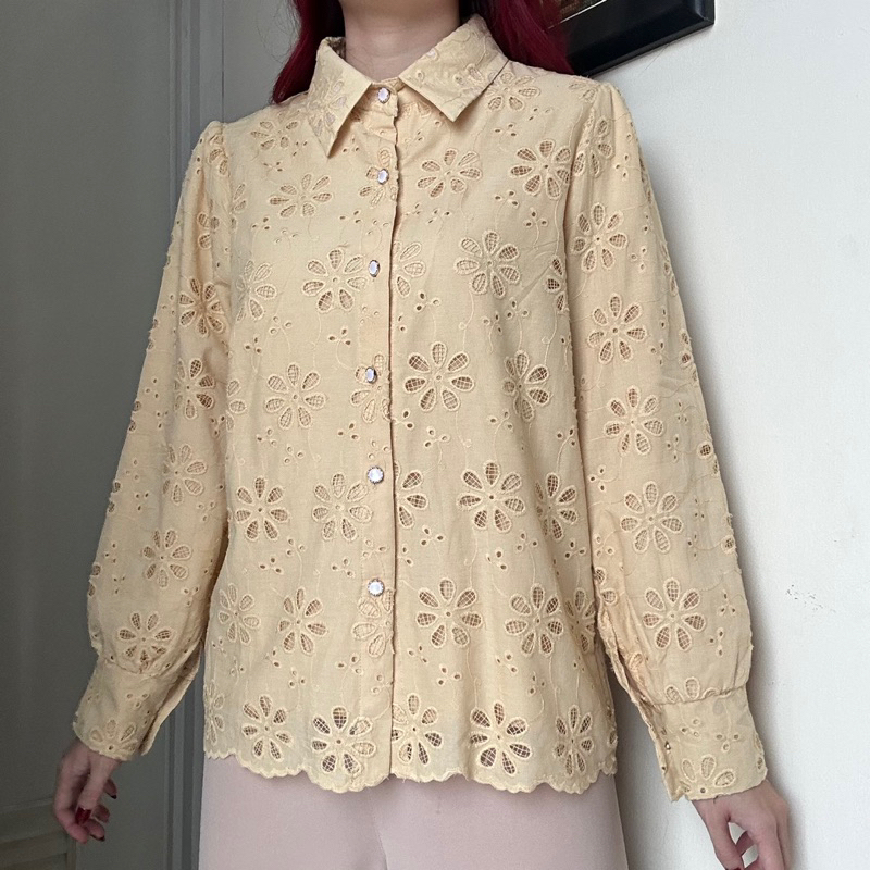 Jual Ruk Anjani Top BKK Atasan Blouse Kemeja Wanita Katun Bordir Katbol Full Furing Korean Style ...