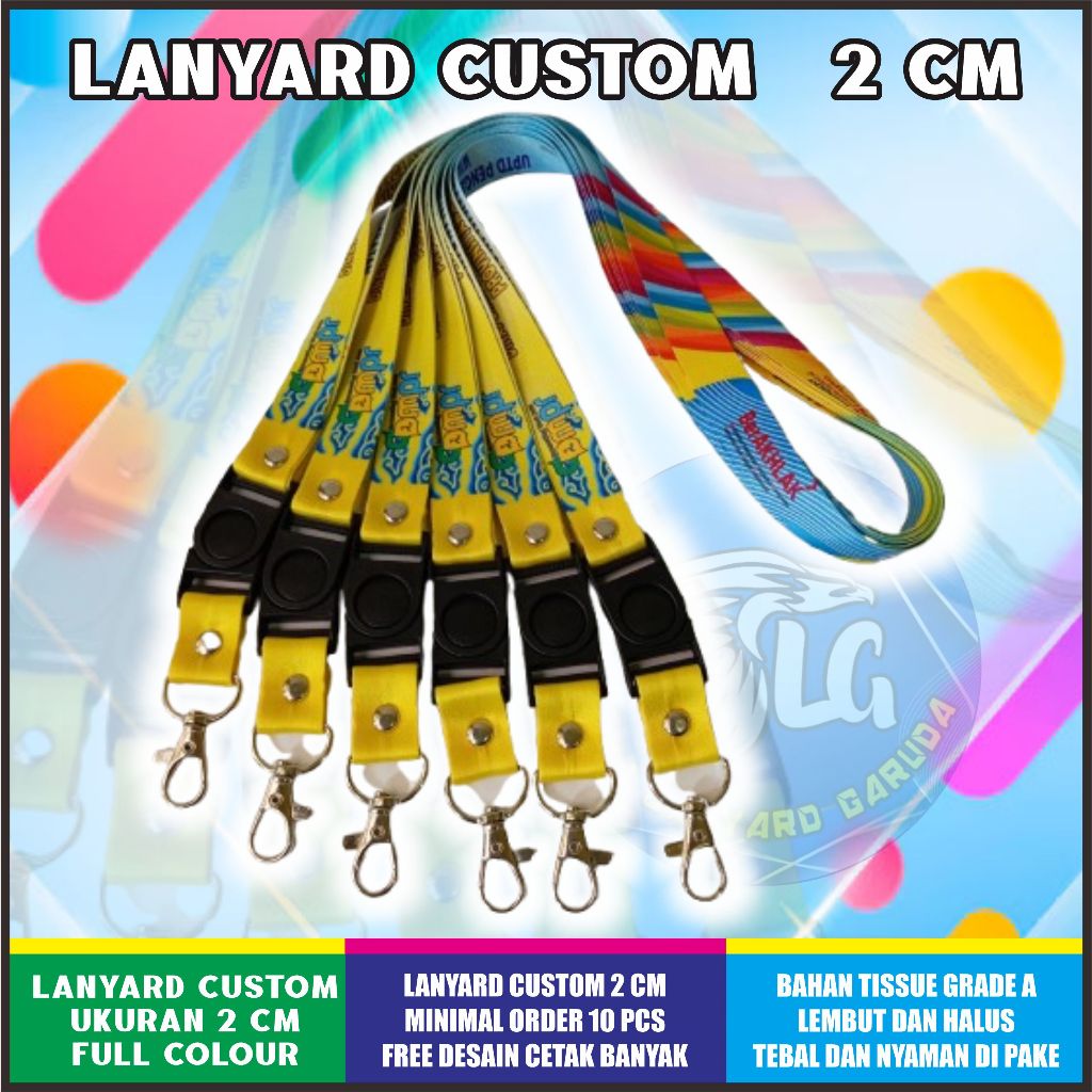 Jual custom desain cetak tali lanyard print sublim 2cm cetak 2 atau 1 ...