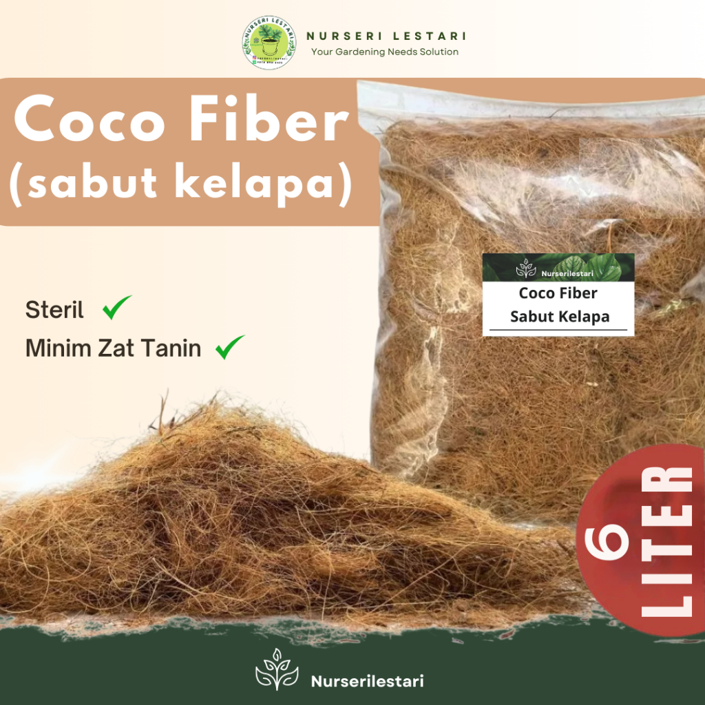Jual Coco Fiber Cocofiber Sabut Serabut Serat Kelapa 6 Liter / 500 Gram ...