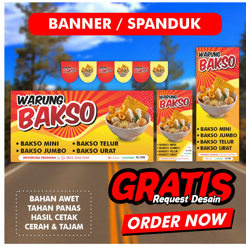 Jual Cetak Banner Warung Spanduk Makanan - GRATIS Desain | Shopee Indonesia