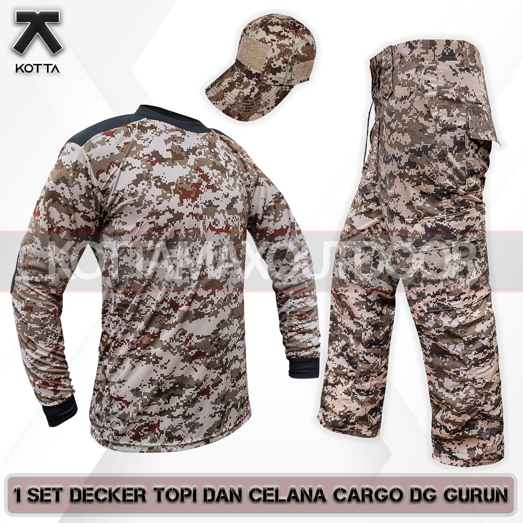 Jual SATU SET SETELAN BAJU KAOS BUSA DECKER TOPI CELANA PDL PANJANG CARGO LORENG DIGITAL GURUN ...