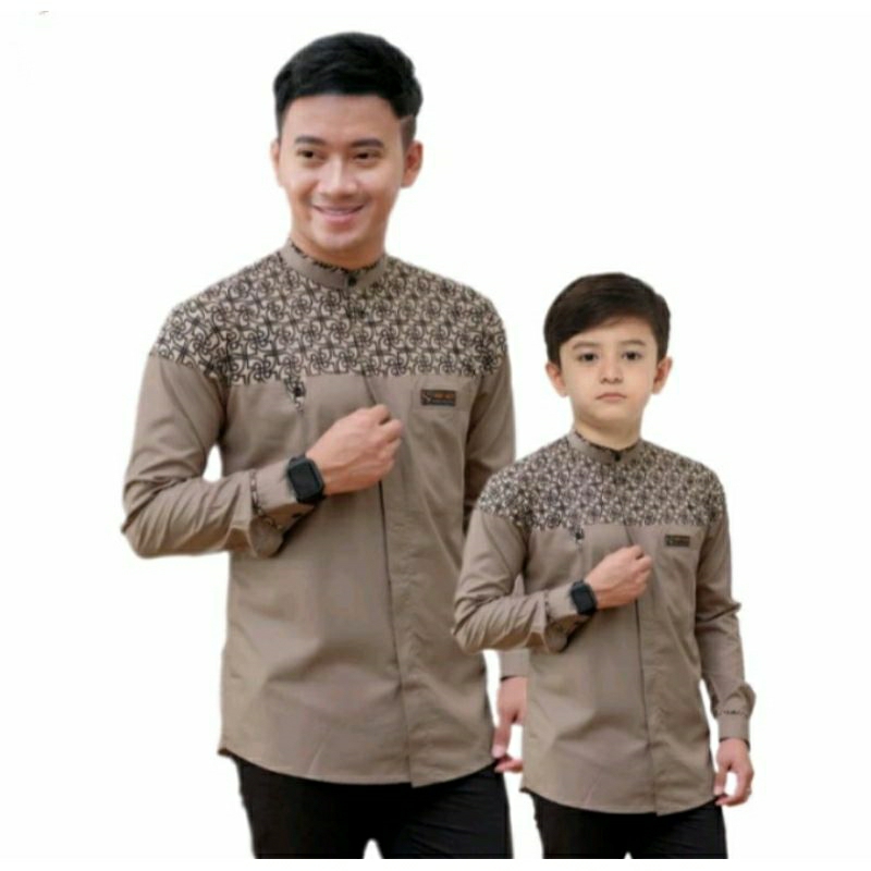 Jual Baju Koko Couple Ayah dan Anak cowok kombinasi batik motif bima ...
