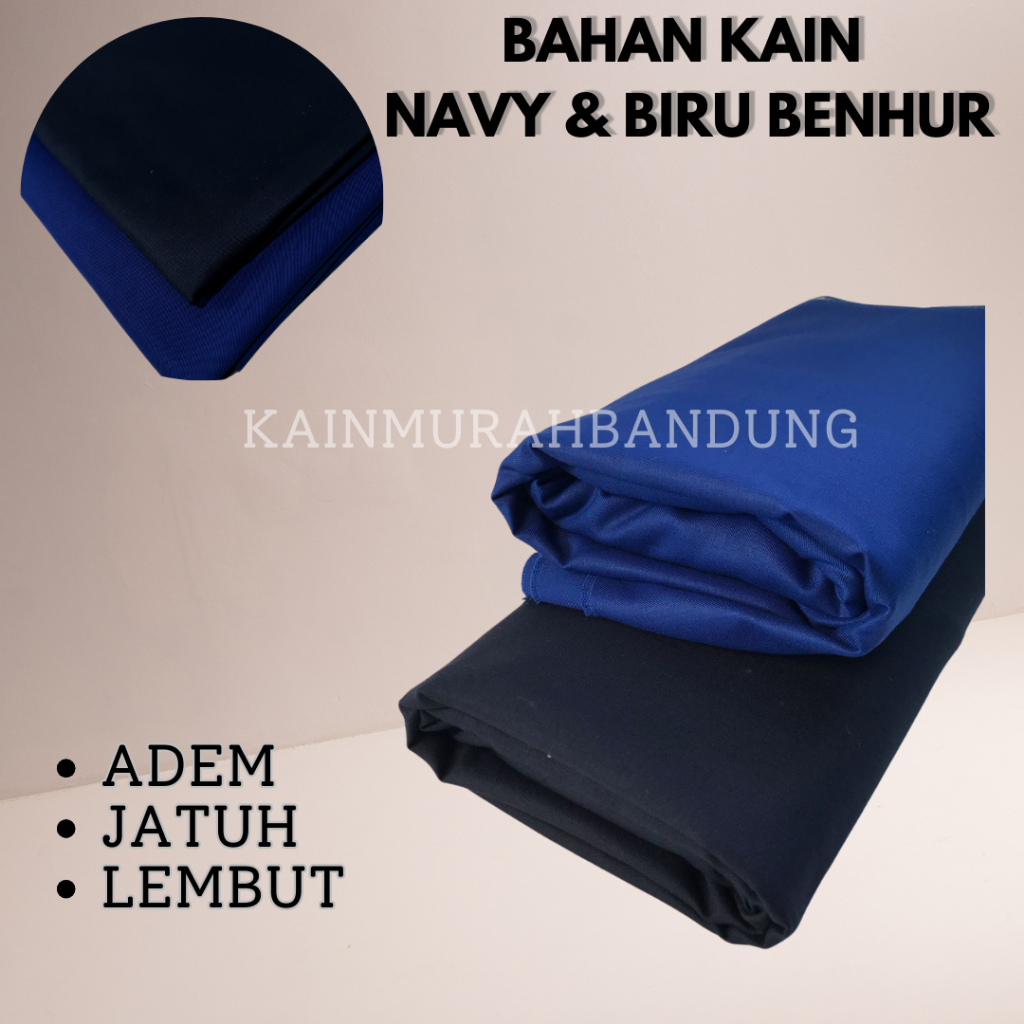 Jual Bahan kain seragam celana navy biru benhur wool and slik adem ...