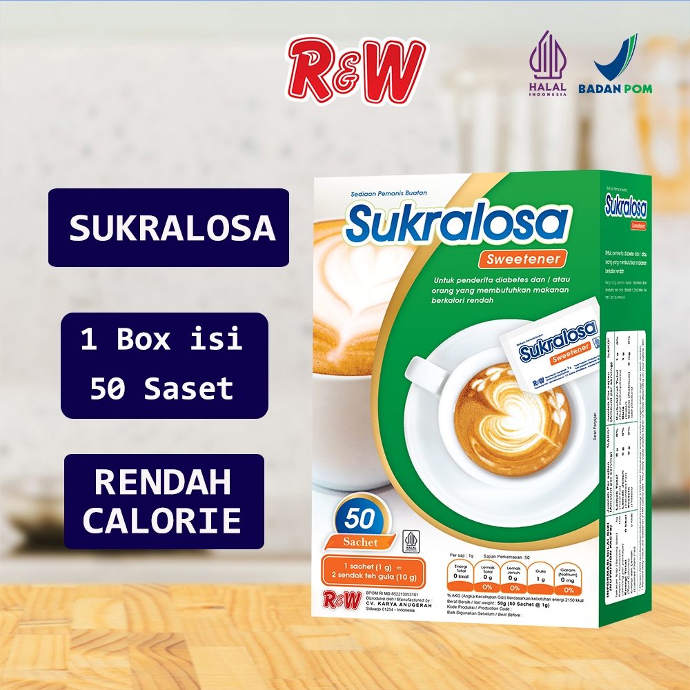 Jual Sukralosa Gula Rendah Kalori Sweetener Rajawali R&W RW 50 Sachet ...