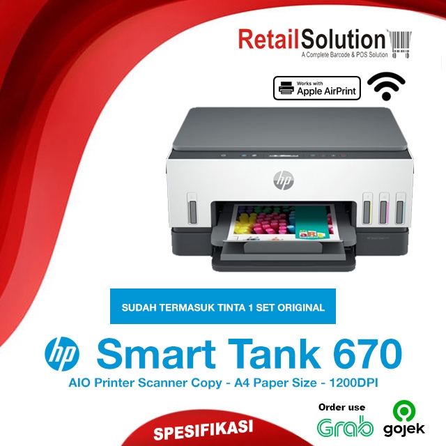 Jual Printer AIO Scan Copy USB WiFi Infus Duplex - HP Smart Tank 670 ...