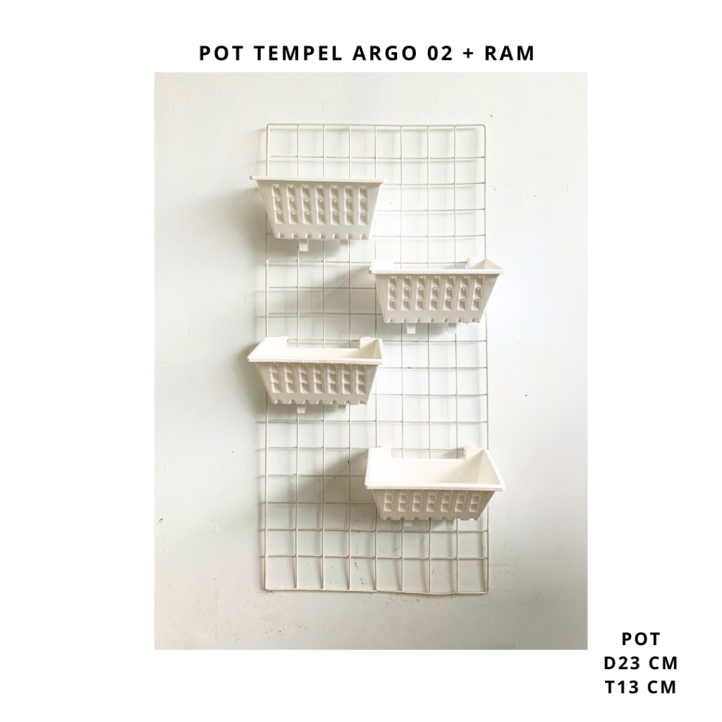 Jual Set Pot Tempel Argo dan Ram Besi Putih 45 x 95 cm + 4 Pot Argo ...