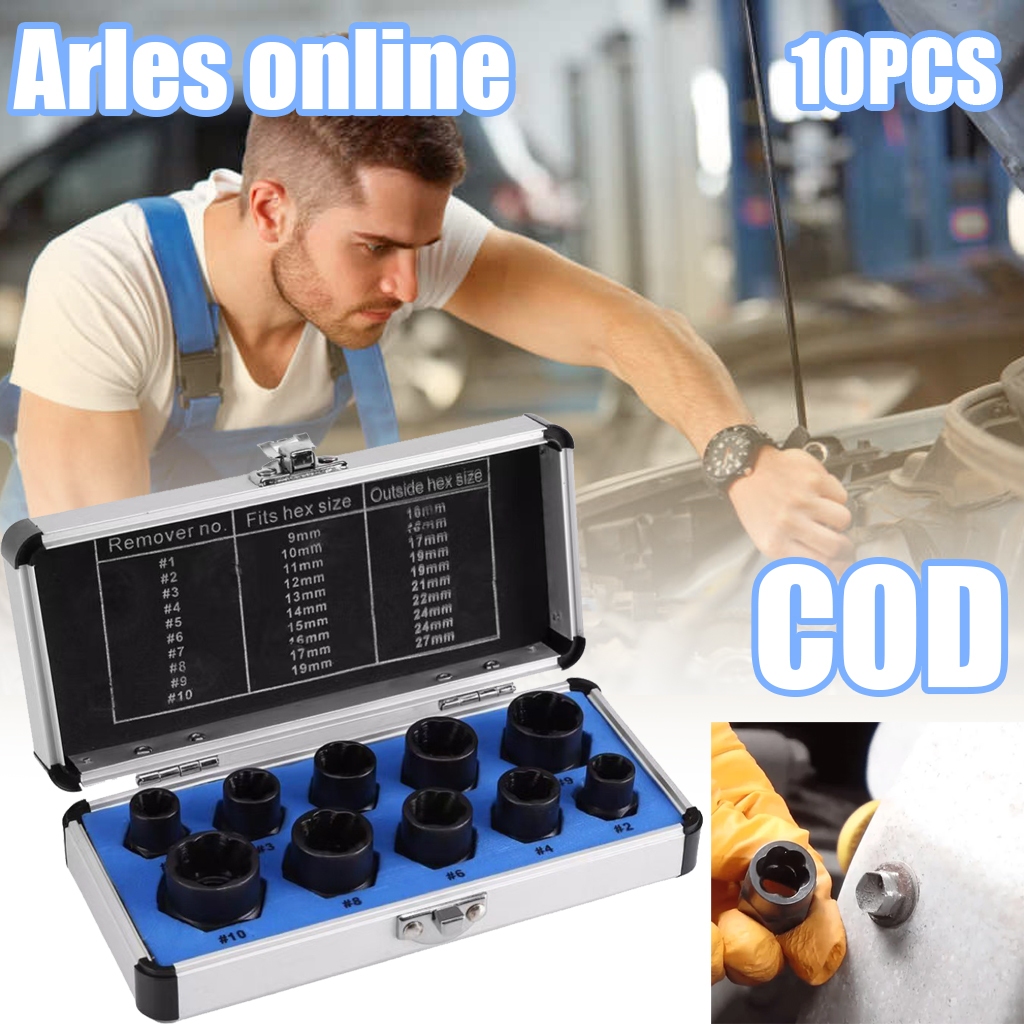 Jual 10PCS Alat Pembuka Baut Mur Hex Rusak 9mm-19mm Set Kunci Ring pass ...