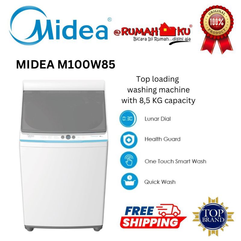 Jual Midea Mesin Cuci Top Loading 8,5kg - MA100W85 - One Touch Smart ...