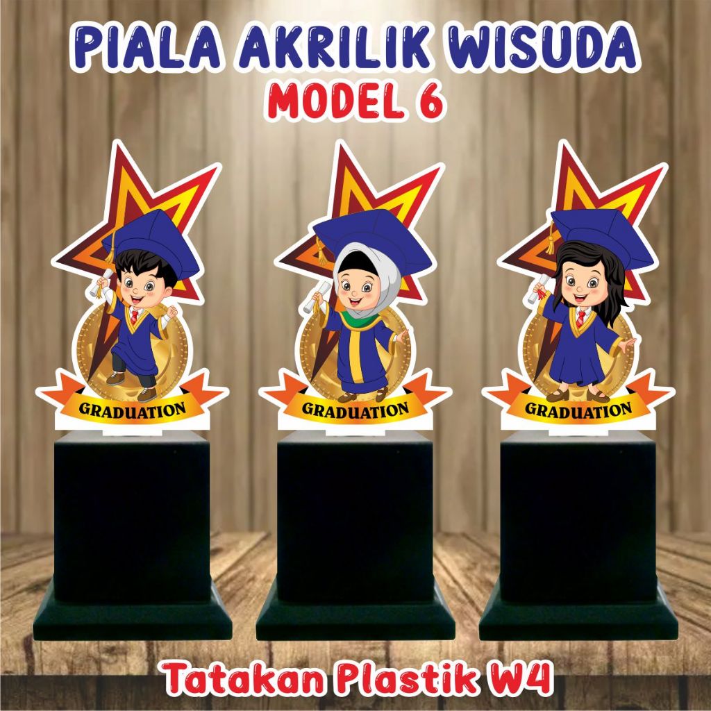 Jual (MODEL 6) Piala Wisuda Akrilik KAKI W4 POLOSAN/Kado Wisuda Kenang ...