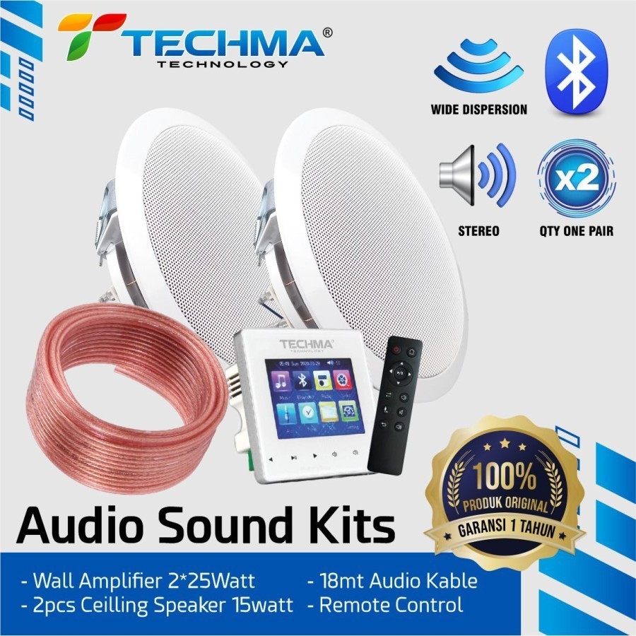 Jual TECHMA TCM-WA225K WALL AMPLIFIER 2*25W with 2 Ceiling Speaker ...